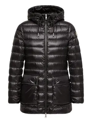 Moncler Water-repellent Hooded Long Puffer Coat With Drawstring Waist - Nero