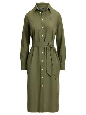 Polo Ralph Lauren Cotton Linen Shirt Dress With Belt - Verde