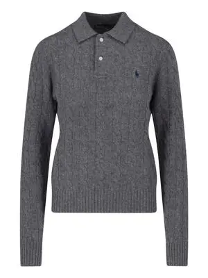 Polo Ralph Lauren V-neck Cable Knit Wool-cashmere Sweater - Grey