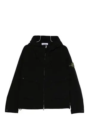 Stone Island Hooded Zip Jacket With Drawcord Hem - Nero