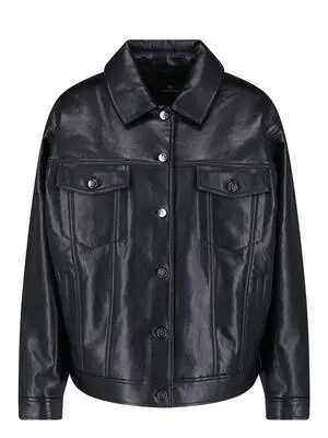 ANINE BING Recycled Leather Cropped Jacket - Black