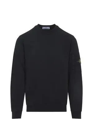 Stone Island Crew Neck Sweatshirt With Ripstop Pocket - Blu