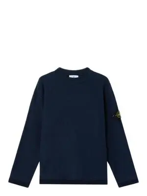 Stone Island STONE ISLAND Ribbed Knit Sweatshirt With Stone Badge Blu