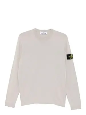 Stone Island Ribbed Crewneck Sweater With Badge Detail - Grigio