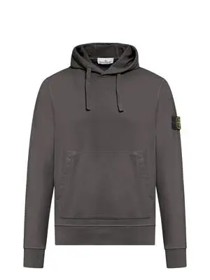 Stone Island Hooded Sweatshirt With Pouch Pocket - Grigio