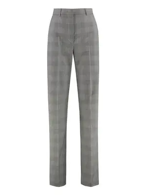 Sportmax Prince Of Wales Check Tailored Virgin Wool Trousers - Black