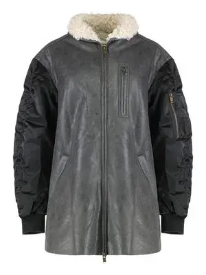 MARANT ETOILE Oversized Evina Zip Jacket With Contrast Collar - Grey