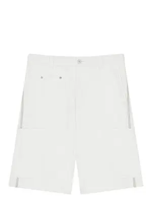 Givenchy Cotton Button And Zip Front Shorts With Embroidered Back - Bianco