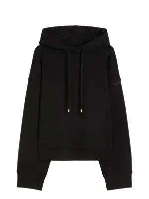 Sportmax Hooded Sweatshirt With Drawstring And Side Slits - Nero