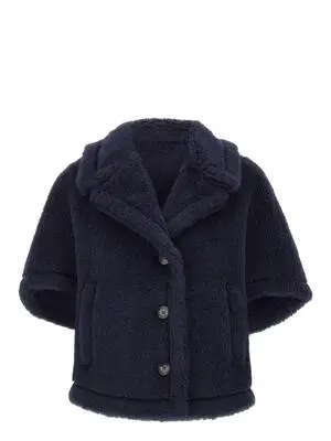 Max Mara Short Kimono Sleeve Alpaca-cashmere Silk Coat - Blu