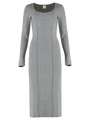 CALVIN KLEIN Calvin Klein Viscose Blend Midi Dress With Long Sleeves