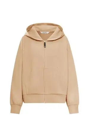 Max Mara Full-zip Hoodie With Embroidered Logo - Marrone
