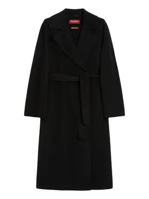 Max Mara Double-drap Wool, Cashmere & Silk Belted Jacket - Nero