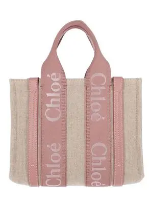 Chloé Linen And Calf Leather Shoulder Bag - Beige