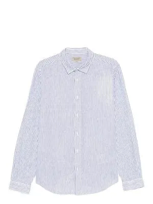 Woolrich Striped Cotton-linen Long-sleeve Button-down Shirt - Blu