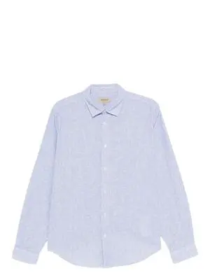 Woolrich Striped Linen Shirt With Long Sleeves And Button-front - Blu