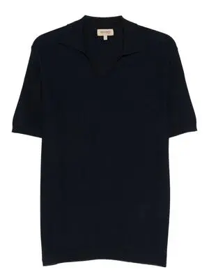 Woolrich Cotton Crepe Knit Polo Shirt With Classic V-neck - Blu