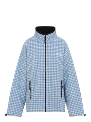 Miu Miu Recycled Polyester & Wool Bomber Blouson With Stand Collar - Blue
