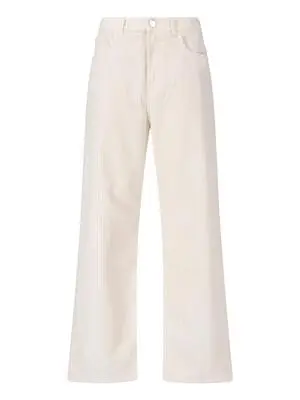 RÓHE 100% Cotton Ribbed Trousers - Cream