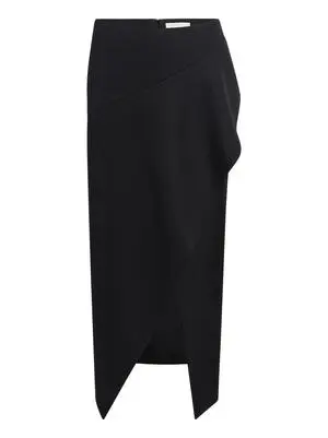 Khaite Flowing Asymmetrical Flounce Wool Mini Skirt - Nero