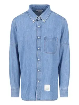 Thom Browne 100% Cotton Button-down Shirt - Light Blue