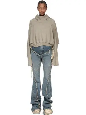 Rick Owens Wide-leg Drop-crotch Cargo Jeans With Drawstring Waist - Blu