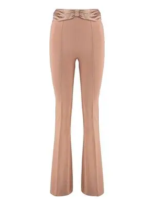 Elisabetta Franchi Satin Bow Flared Trousers - Pink