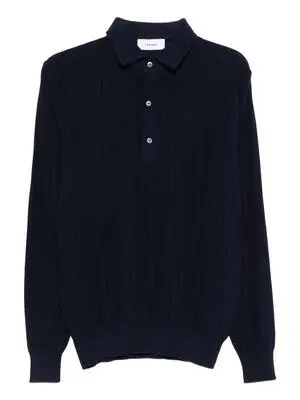 LARDINI Knit Polo Shirt With Classic Collar And Three-button Placket - Blu