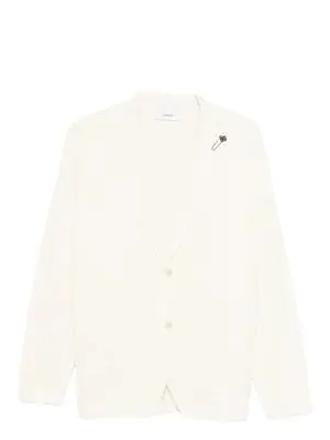 LARDINI Notched Lapel Cotton Shirt Jacket - Bianco