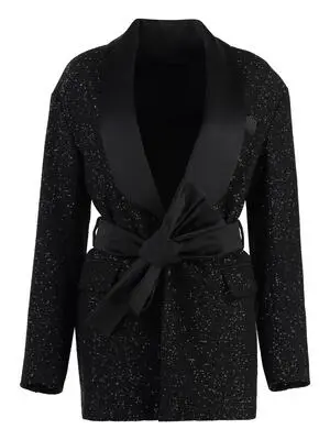 Max Mara Sequined Blazer With Satin Lapel - Black