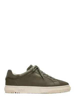 Axel Arigato Flat Cotton Lace-up Sneakers With Metallic Gold Logo Stamp - Verde