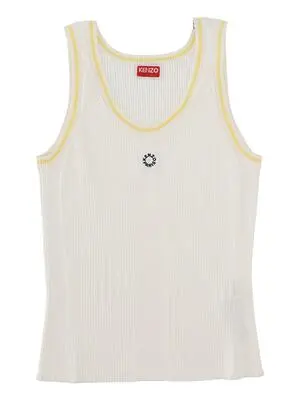 Kenzo Ribbed Appliqué Logo Tank Top - Bianco