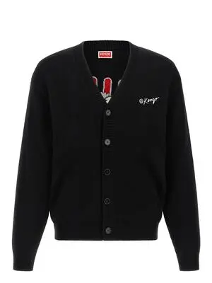 Kenzo Wild Tiger Wool-cotton Cardigan - Nero
