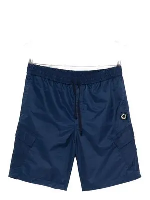 Kenzo Drawstring Waist Cargo Pants With Embroidered Badge - Blu