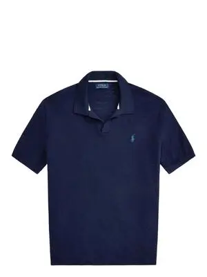 Polo Ralph Lauren Rib-knit Johnny Collar Polo Shirt With Signature Pony - Blu