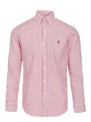 Polo Ralph Lauren Mini Embroidered Pony Cotton Button-down Shirt - Rosso