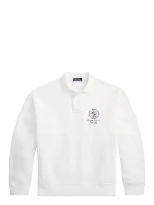 Polo Ralph Lauren Ribbed Long-sleeve Polo Shirt With Two-button Placket - Bianco