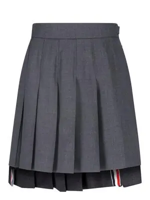 THOM BROWNE THOM BROWNE Pleated Wool Mini Skirt With Contrasting Trim