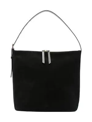A.p.c. Leather Shoulder Bag With Double Zip Closure - Nero