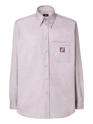 Fendi Fendi Comfort-Fit Iridescent Oxford Cotton Long-Sleeve Button-Down Shirt With Chest Pocket Rosso