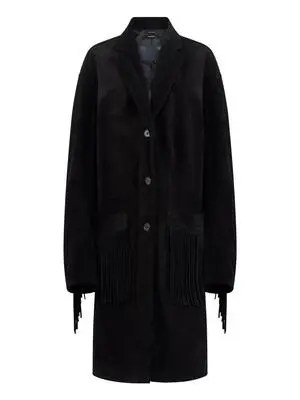R13 R13 Single-Breasted Suede Jacket With Fringe