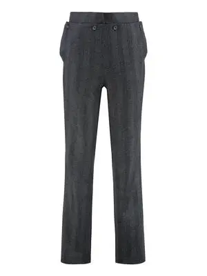 BATAKOVIC High-waist Pinstripe Straight-leg Trousers - Grey
