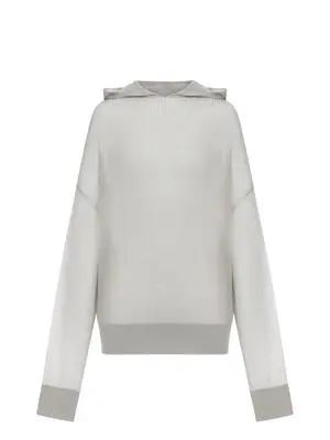 Rick Owens RICK OWENS Cashmere Knit Hoodie With Ribbed Cuffs And Hem Grigio