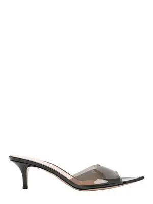 GIANVITO ROSSI GIANVITO ROSSI Patent Leather Pointed Flat Sandals With Transparent Plexi Front Band And 55mm Stiletto Heel Nero