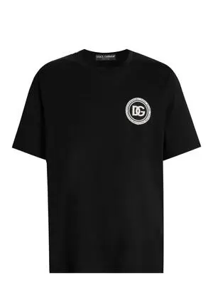 Dolce & Gabbana Patch Chest Crew-neck Cotton T-shirt - Nero