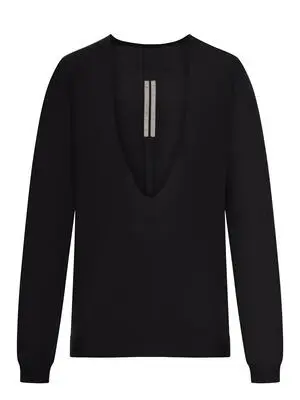 Rick Owens Deep V-neck Wool Sweater - Nero