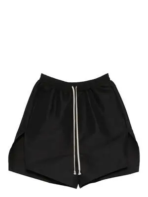 Rick Owens Stiff Dropped-crotch Drawstring Shorts With Slits - Nero