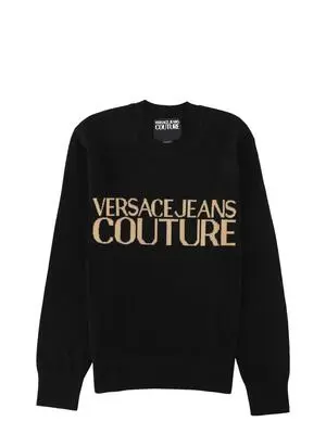 Versace Wool-blend Cashmere Crewneck Sweatshirt - Black