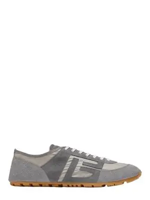 Balmain Lace-up Sneakers With Notched Outsole And Pb Logo Detail - Grigio