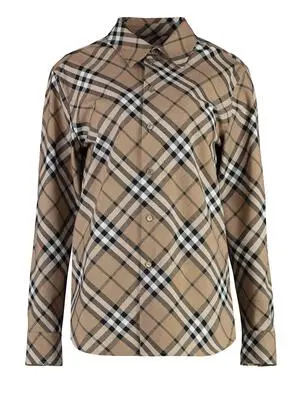 Burberry Checkered Cotton Blend Shirt - Beige